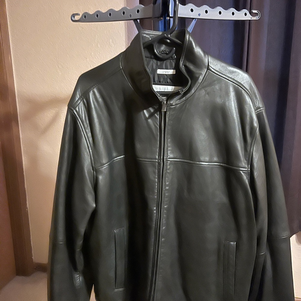 Perry Ellis Lambskin Black Leather Jacket. Very Soft … - Gem